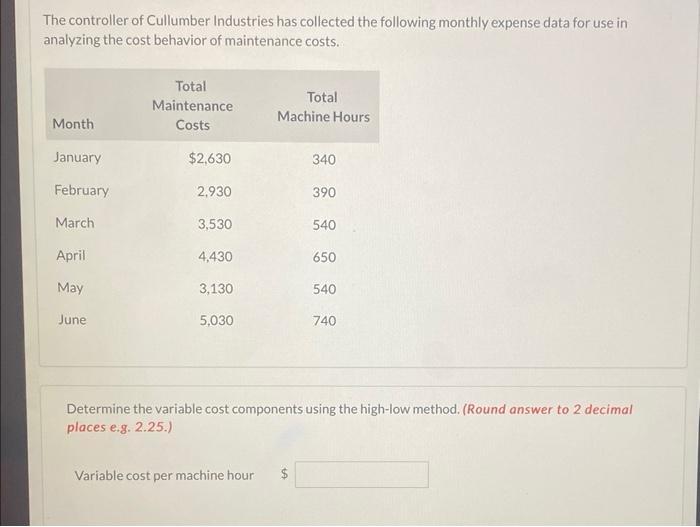 [Solved]: will upvote The controller of Cullumber Industries