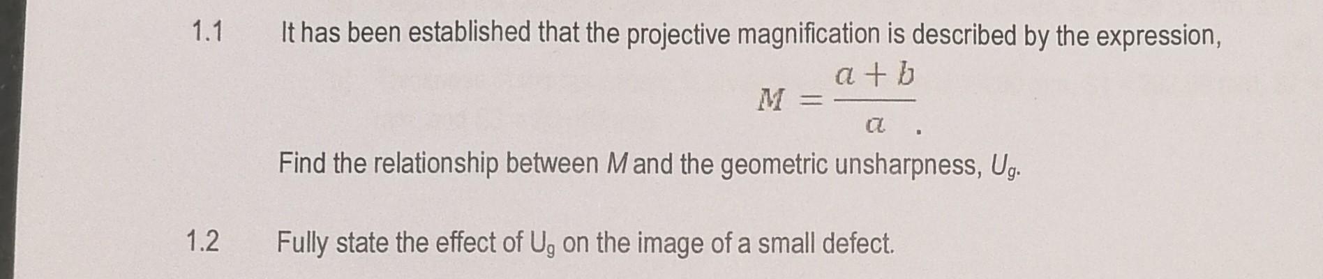 Solved 1.1 It has been established that the projective | Chegg.com