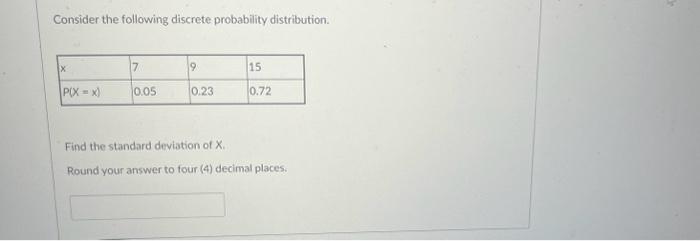 Solved Consider the following discrete probability | Chegg.com