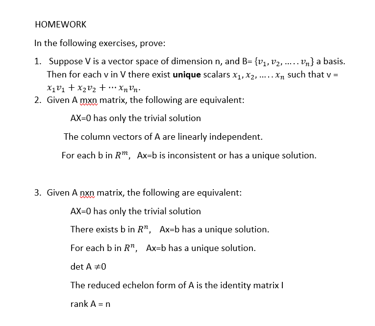 Solved HOMEWORKIn the following exercises, prove:Suppose V | Chegg.com