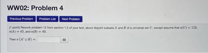 Solved (1 point) Rework problem 12 from section 1.2 of your | Chegg.com