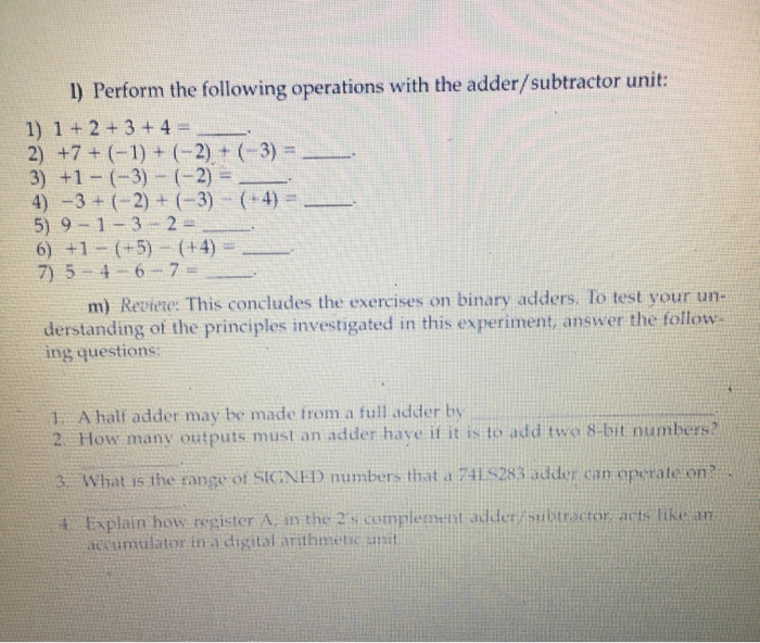 Solved 1) Perform the following operations with the | Chegg.com