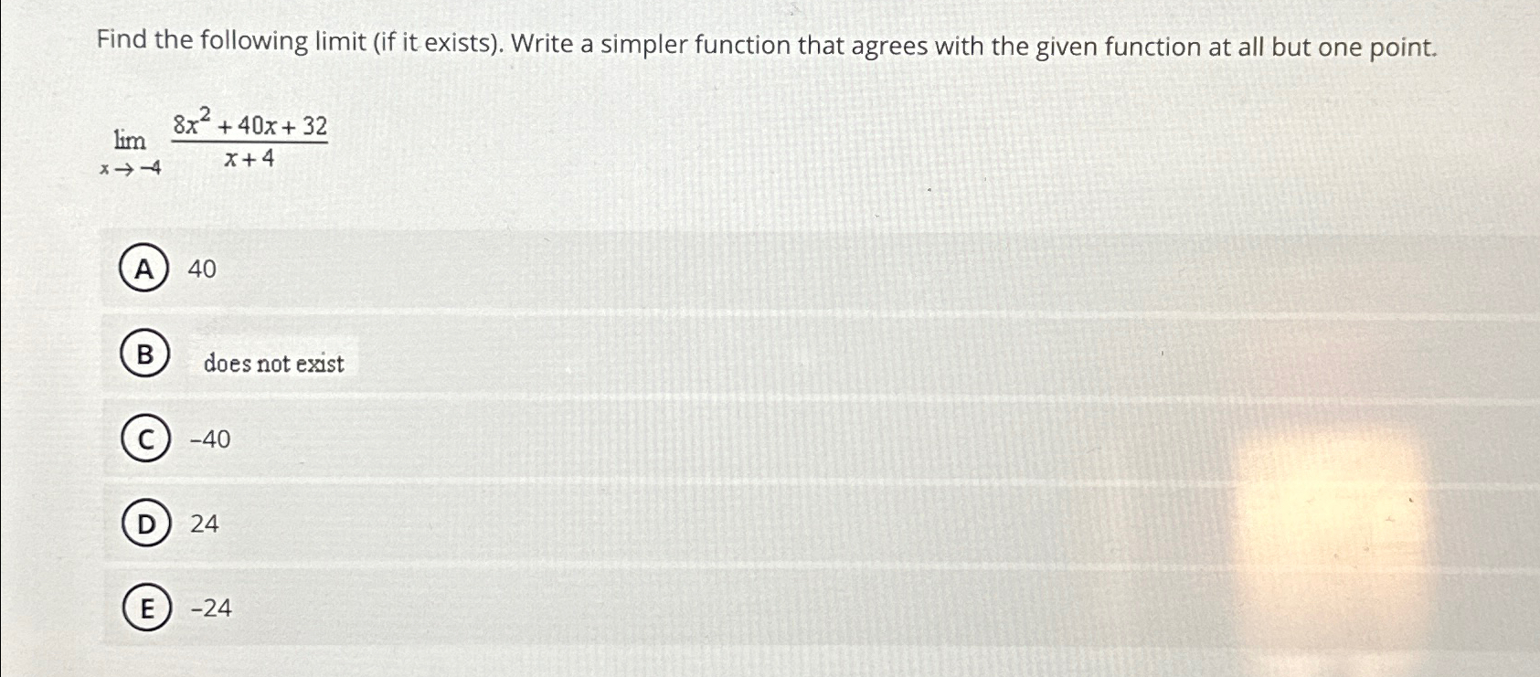 Solved Find the following limit (if it exists). ﻿Write a | Chegg.com