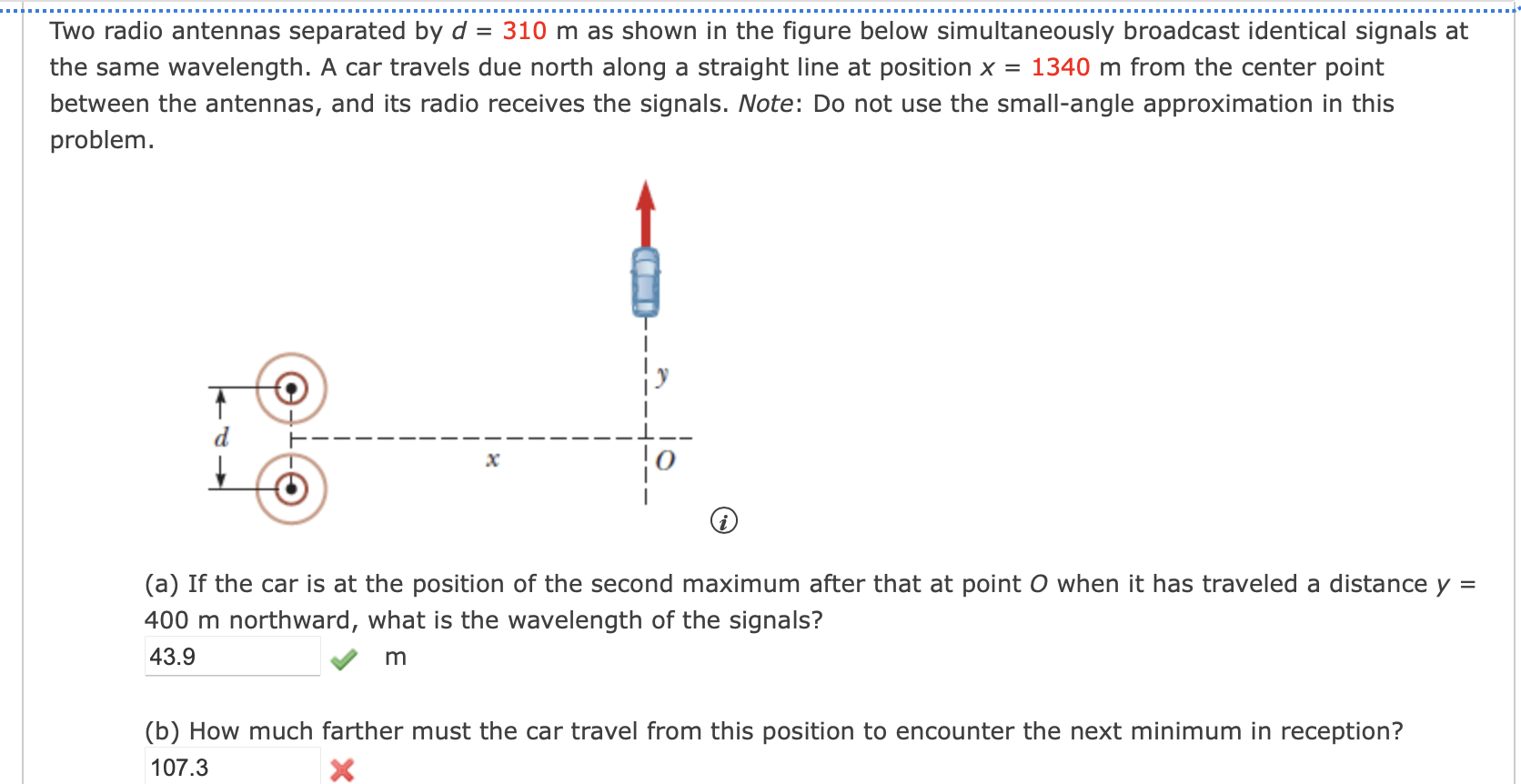 Solved Two radio antennas separated by \( | Chegg.com