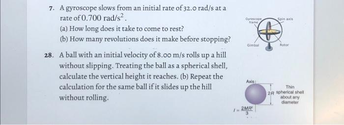 Solved 7. A gyroscope slows from an initial rate of | Chegg.com
