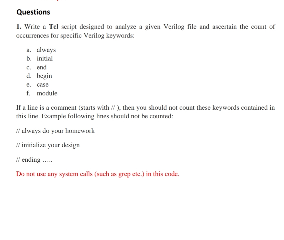 Solved QuestionsWrite a Tel script designed to analyze a | Chegg.com