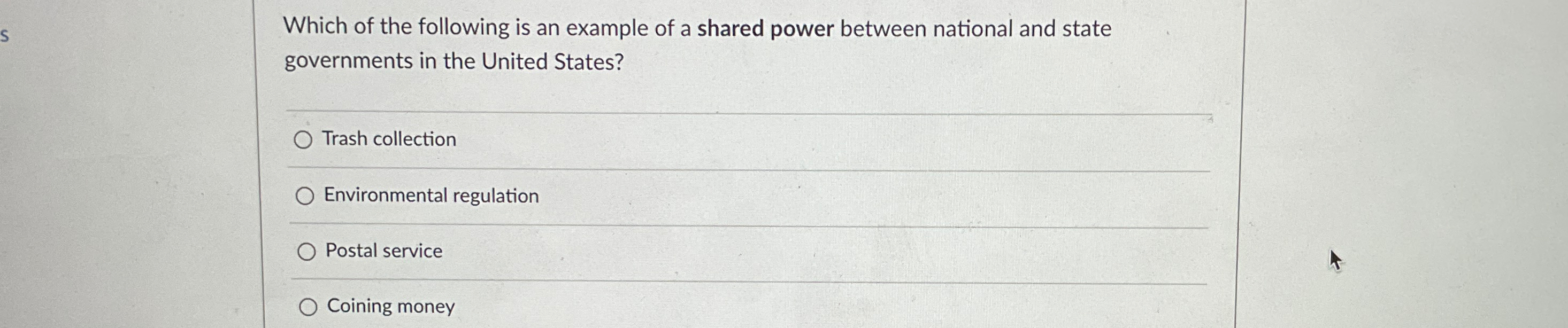 Solved Which of the following is an example of a shared | Chegg.com
