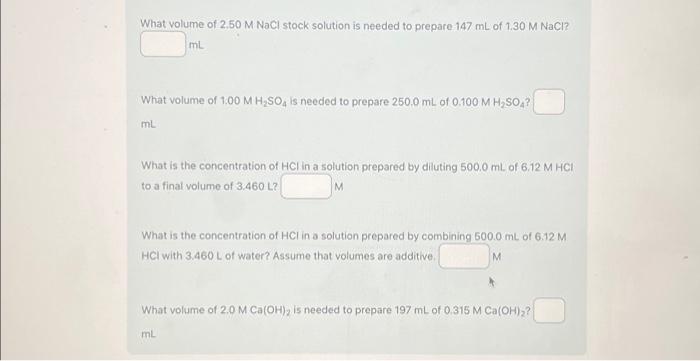 Solved What volume of 2.50 M NaCl stock solution is needed | Chegg.com