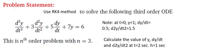 Solved Problem Statement: Use RK4 method to solve the | Chegg.com