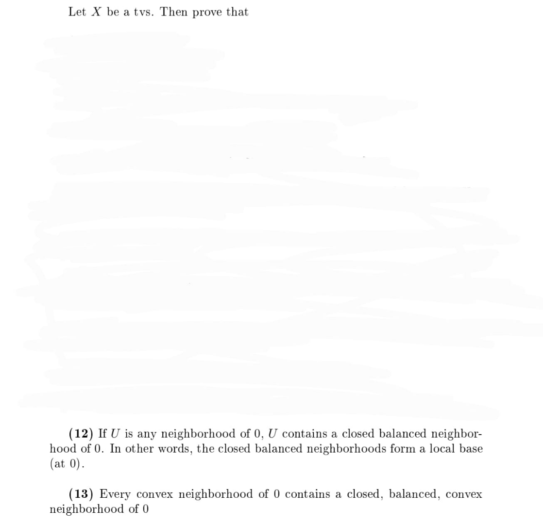 Solved Let x ﻿be a topological vector spaces. Then prove | Chegg.com