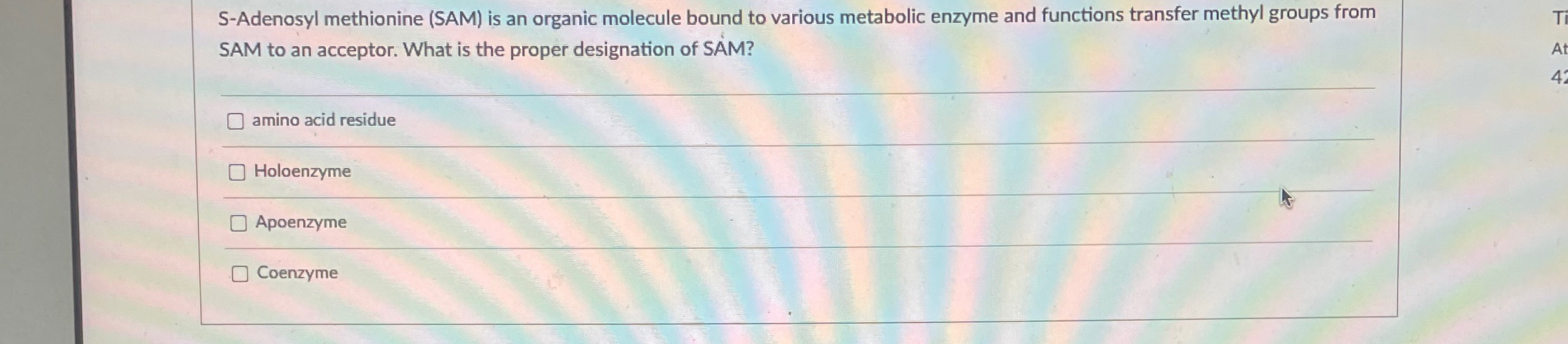 Solved S-Adenosyl methionine (SAM) ﻿is an organic molecule | Chegg.com