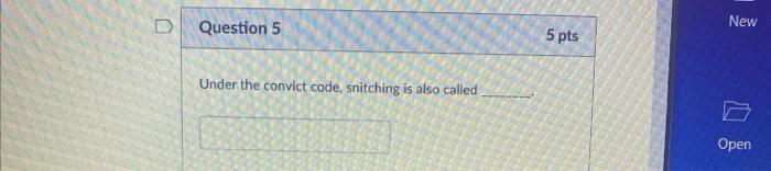 Solved D Question 5 New 5 pts Under the convict code, | Chegg.com