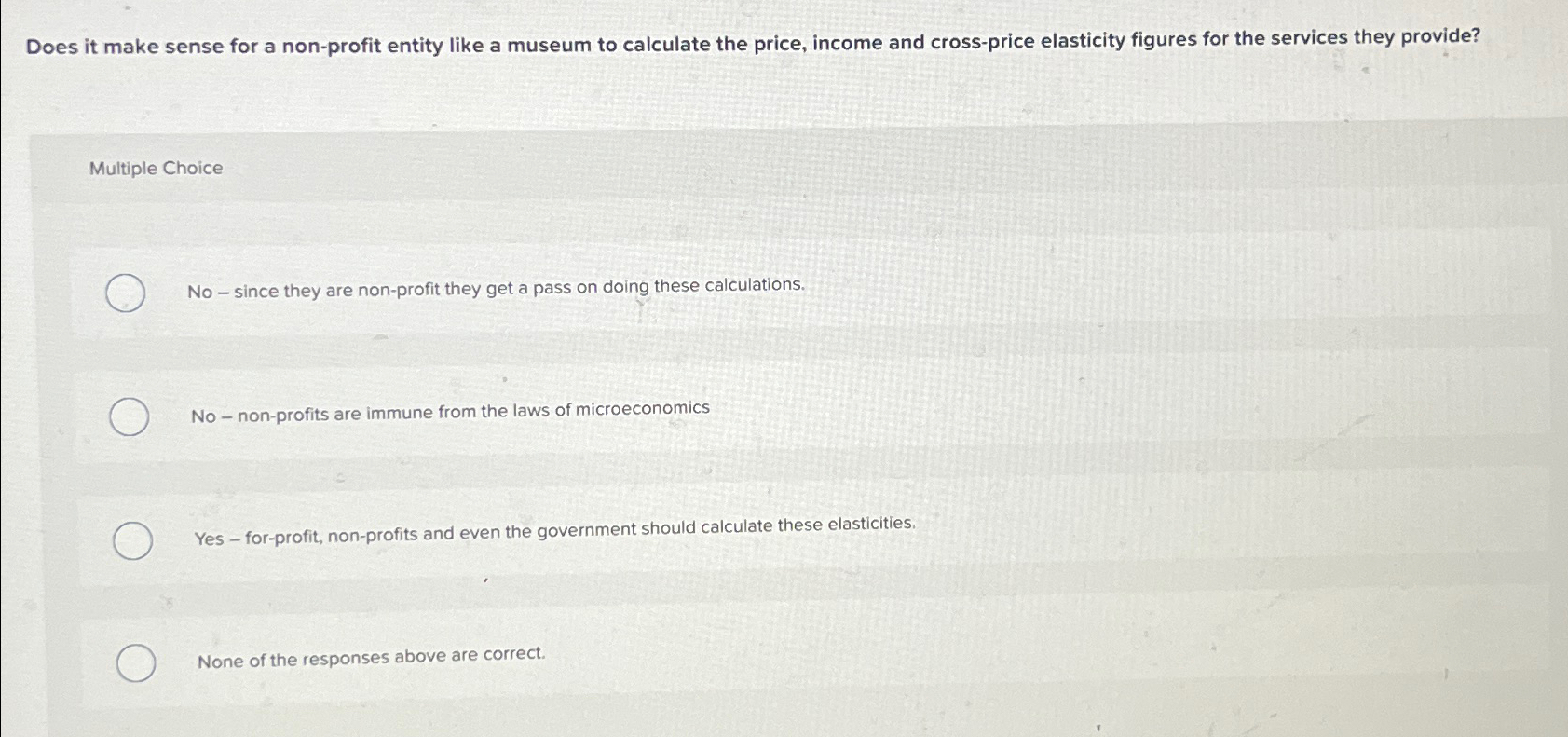 Solved Does it make sense for a non-profit entity like a | Chegg.com