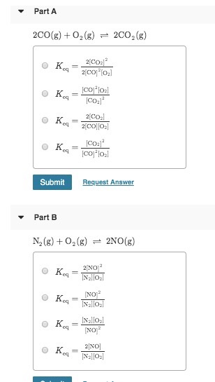 Solved Part A 2CO2(g) 200(g)O2(g) 2[CO Ка 2(C0o) Keg (CO) | Chegg.com