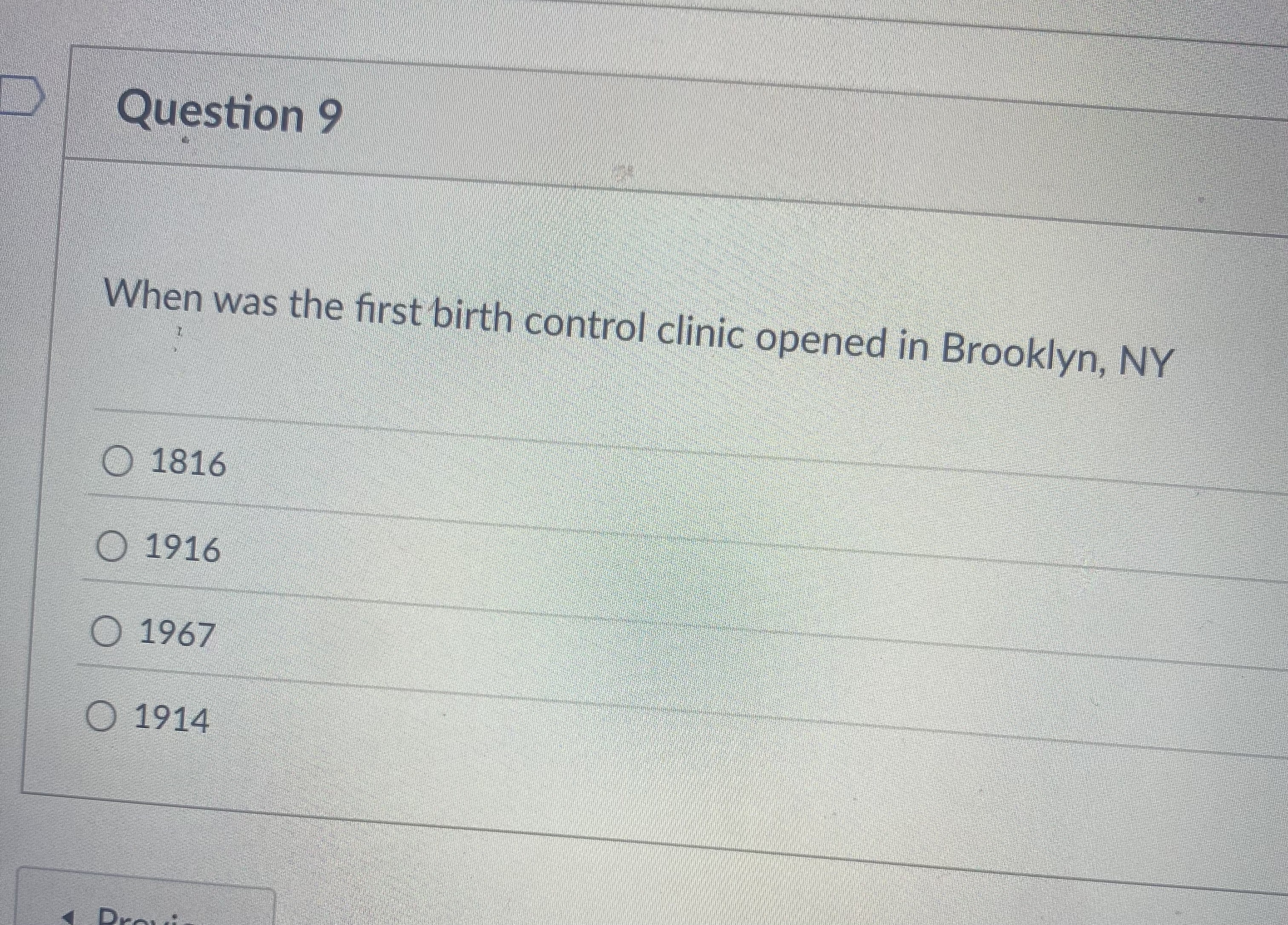 Solved Question 9When was the first birth control clinic | Chegg.com