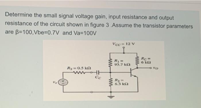 Solved Determine the small signal voltage gain, input | Chegg.com