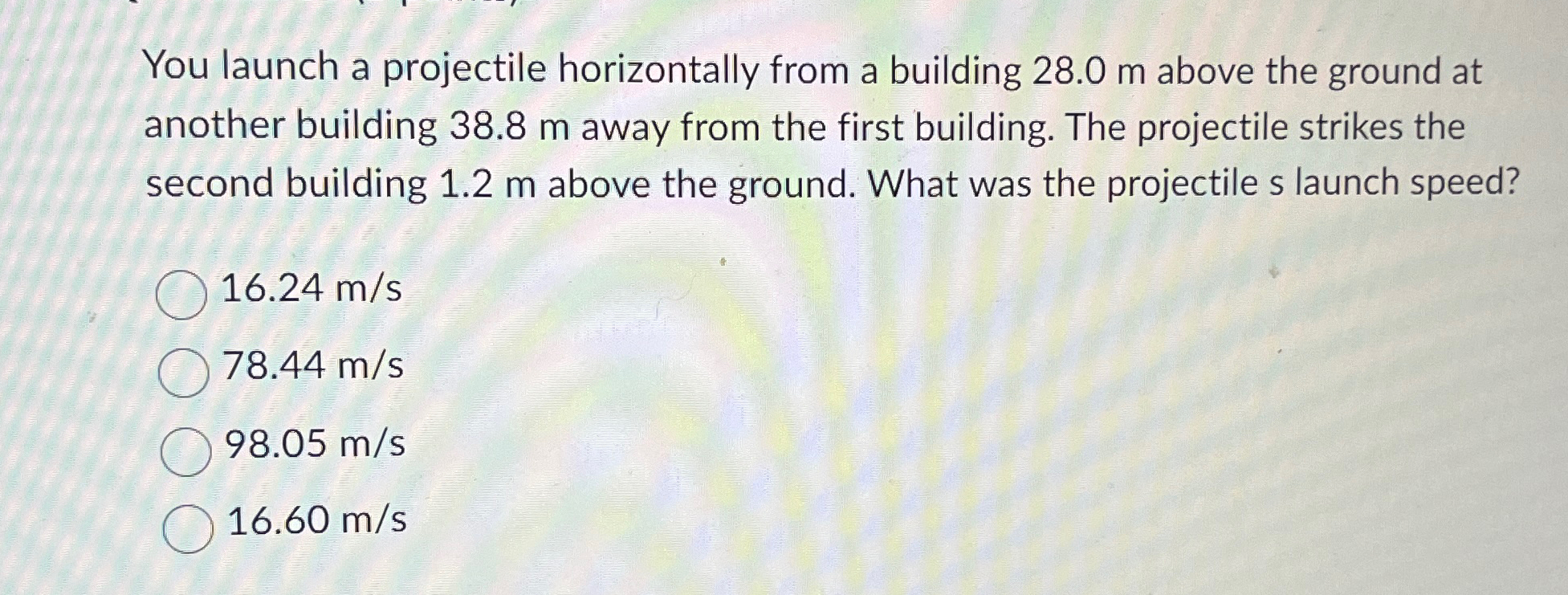 Solved You launch a projectile horizontally from a building | Chegg.com