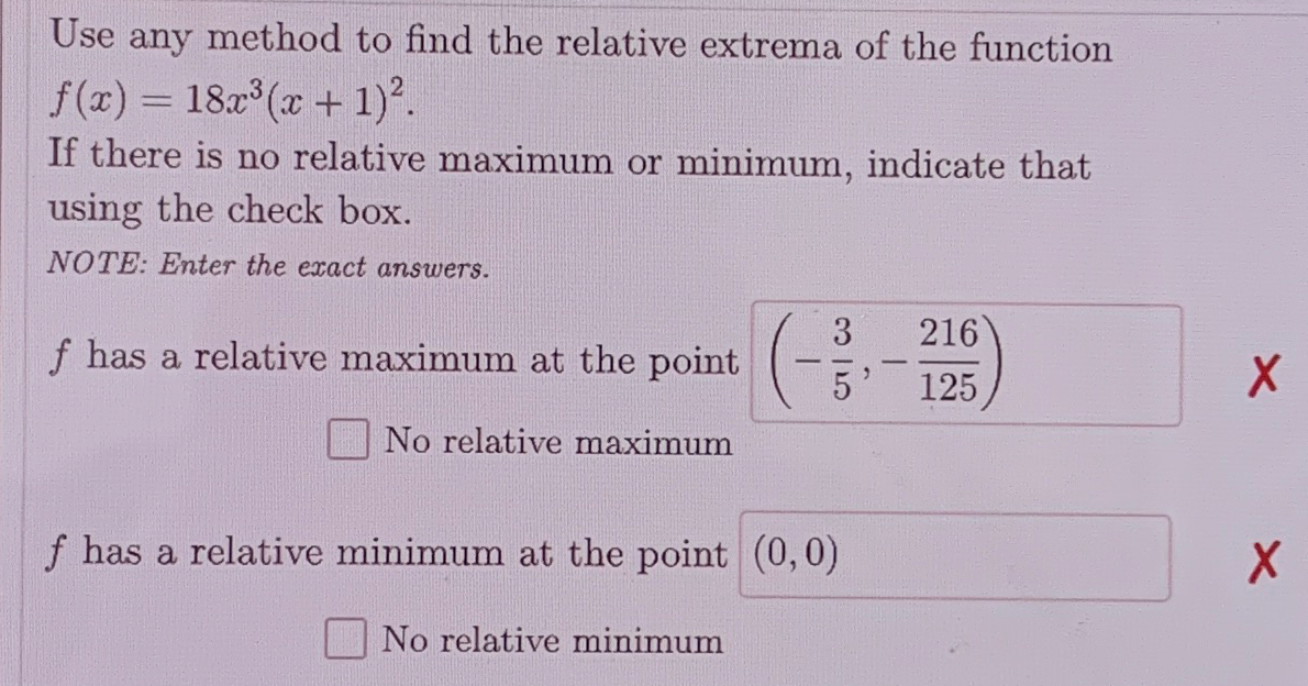 Use any method to find the relative extrema of the | Chegg.com