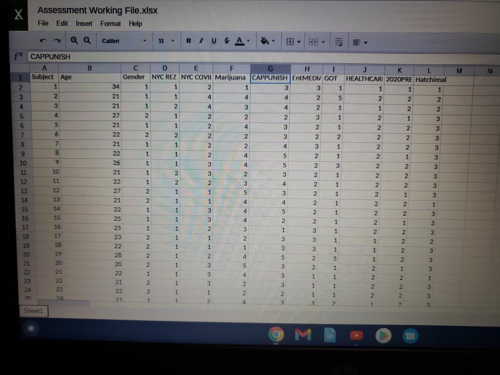 Solved X Assessment Working File.xlsx File Edit Insert | Chegg.com