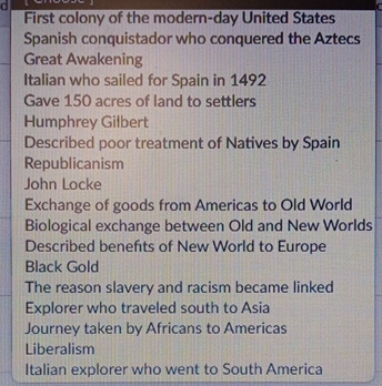 Solved First colony of the modern-day United States Spanish | Chegg.com