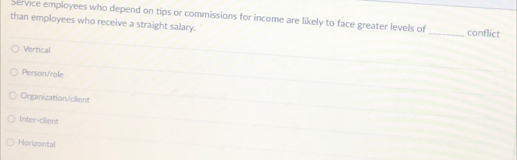 Solved Service employees who depend on tips or commissions | Chegg.com