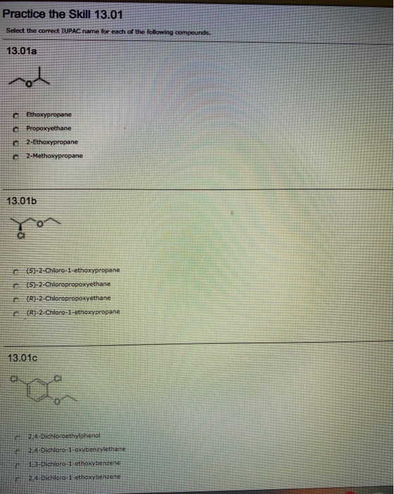 Solved Practice the Skill 13.01 Select the correct IUPAC | Chegg.com