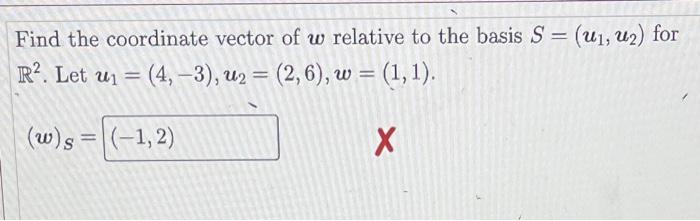 Solved Find the coordinate vector of w relative to the basis | Chegg.com