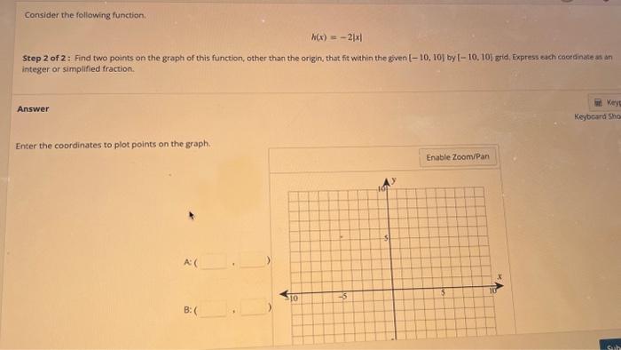 Solved Consider the following function. h(x)=−2∣x∣ Step 2 of | Chegg.com