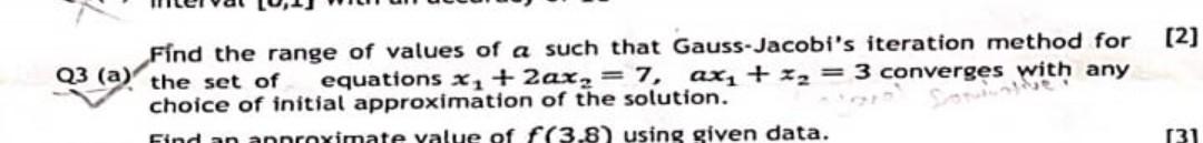 Solved Find the range of values of a such that | Chegg.com