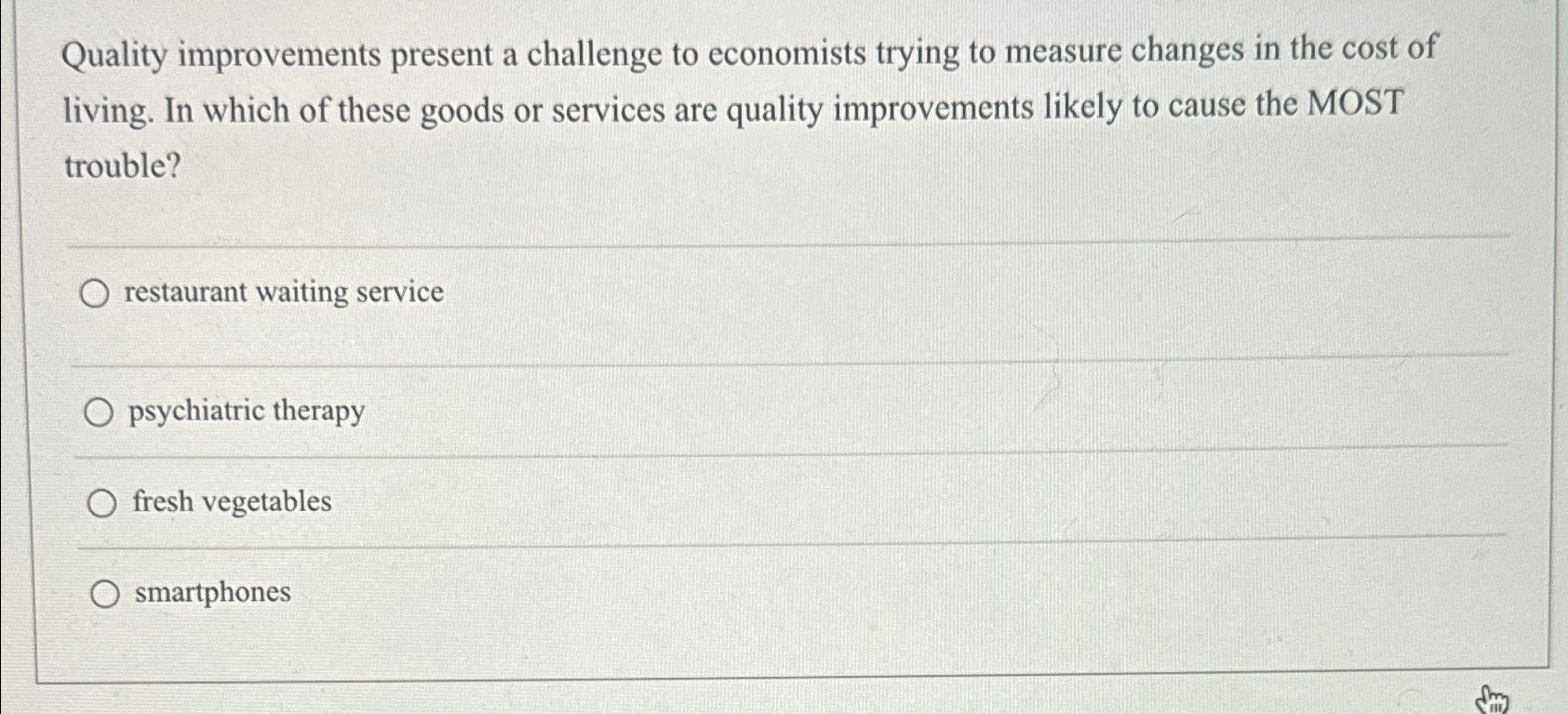 Solved Quality improvements present a challenge to | Chegg.com