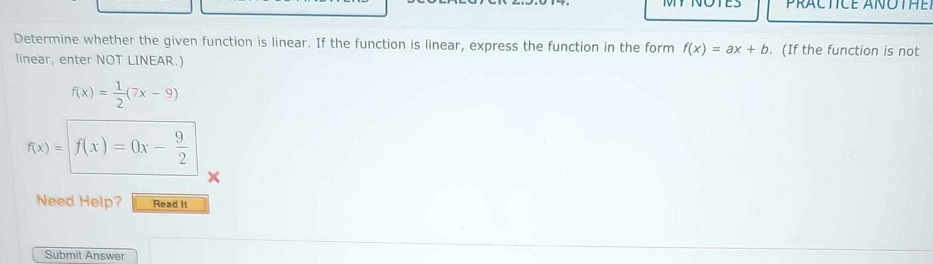 Solved Determine Whether The Given Function Is Linear If