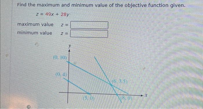 Solved Find the maximum and minimum value of the objective | Chegg.com
