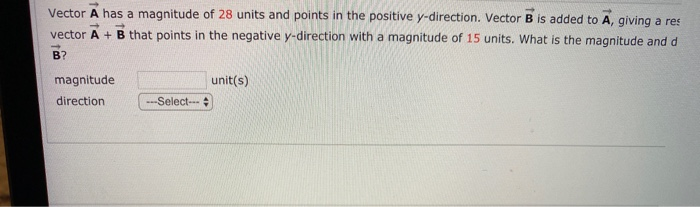 Solved Vector A has a magnitude of 28 units and points in | Chegg.com