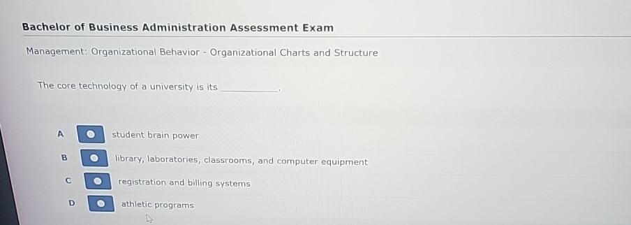 Solved Bachelor of Business Administration Assessment | Chegg.com