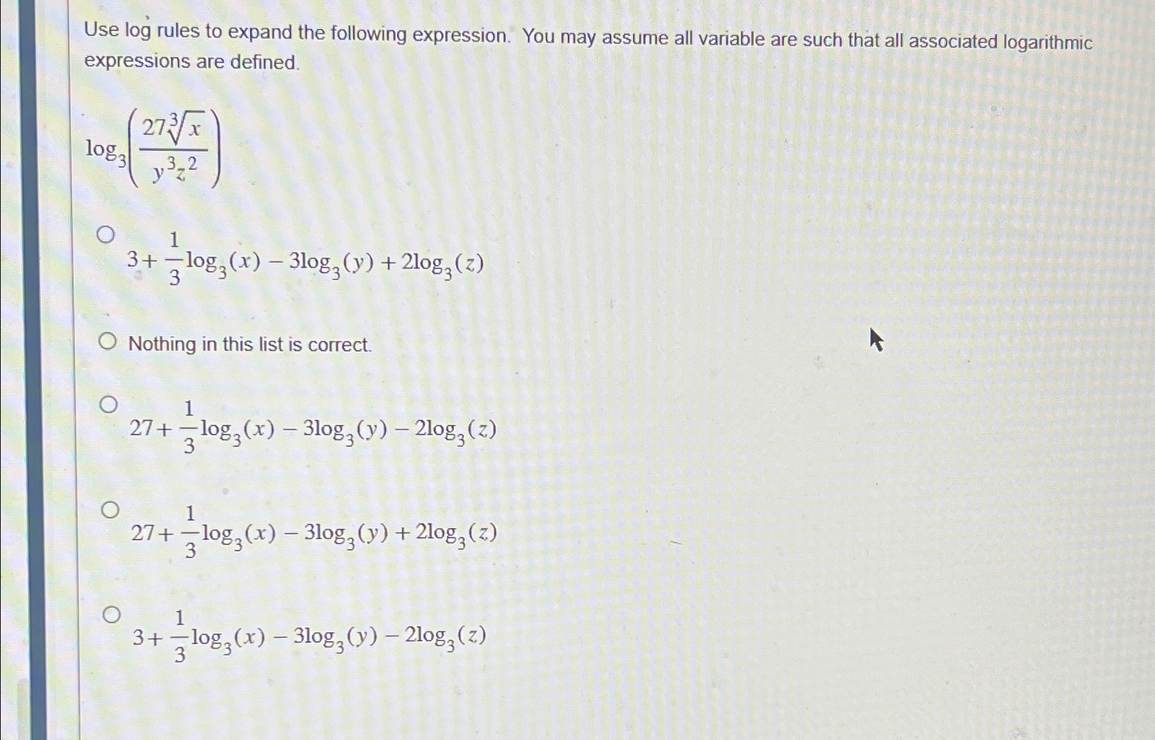 Solved Use log rules to expand the following expression. You | Chegg.com