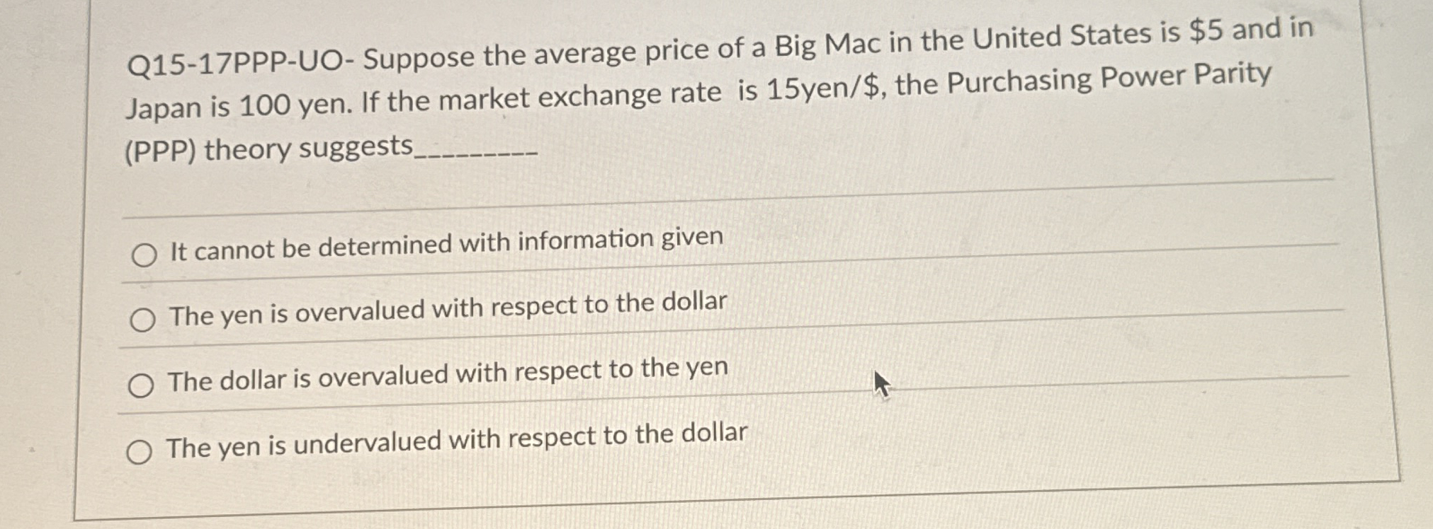 Solved Q15-17PPP-UO-Suppose the average price of a Big Mac | Chegg.com