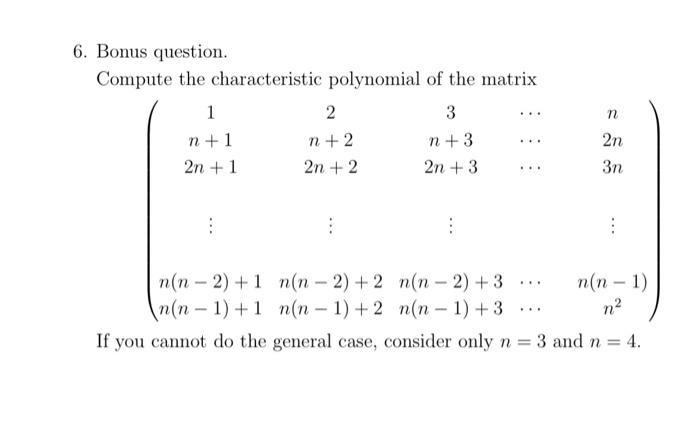 Solved 6. Bonus question. Compute the characteristic | Chegg.com