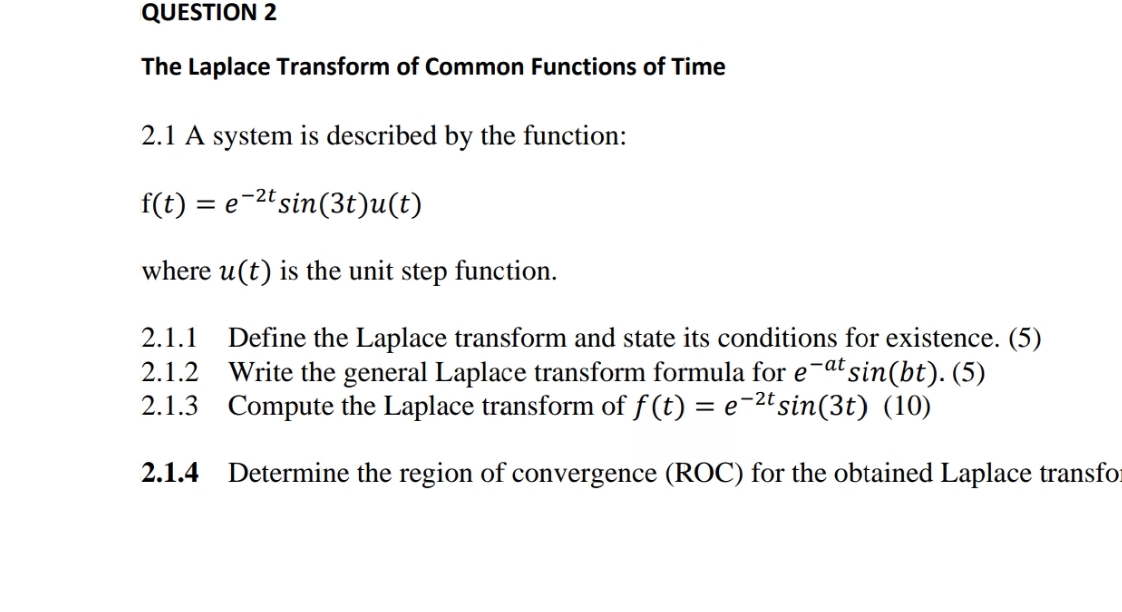 Solved QUESTION 2The Laplace Transform of Common Functions | Chegg.com