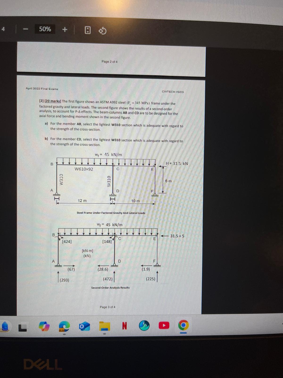 [2] [20 ﻿marks] ﻿The first figure shows an ASTM A992 | Chegg.com