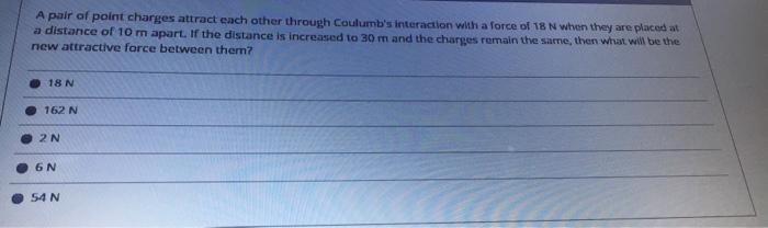 Solved A pair of point charges attract each other through | Chegg.com