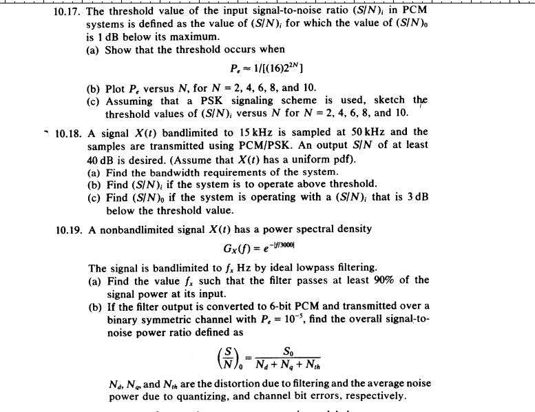 Solved 10.17. ﻿The threshold value of the input | Chegg.com