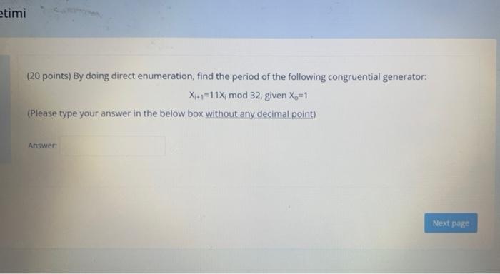 Solved etimi (20 points) By doing direct enumeration find | Chegg.com