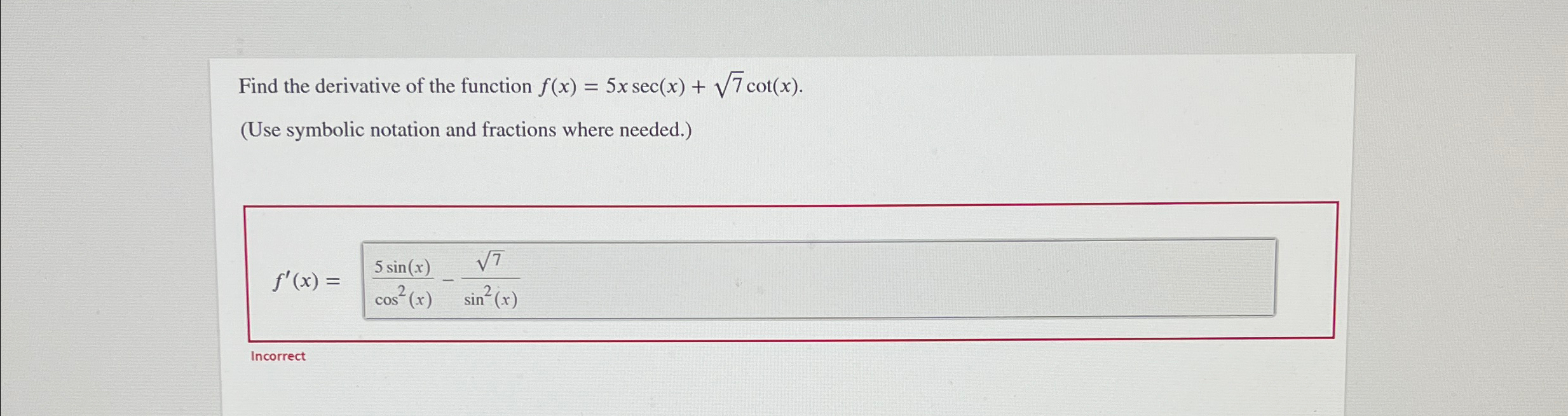 Solved Find the derivative of the function | Chegg.com