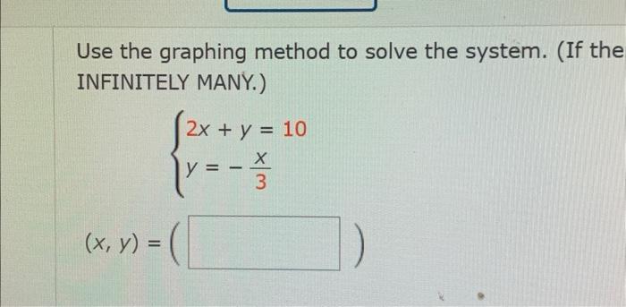 Solved Use the graphing method to solve the system. (If the | Chegg.com