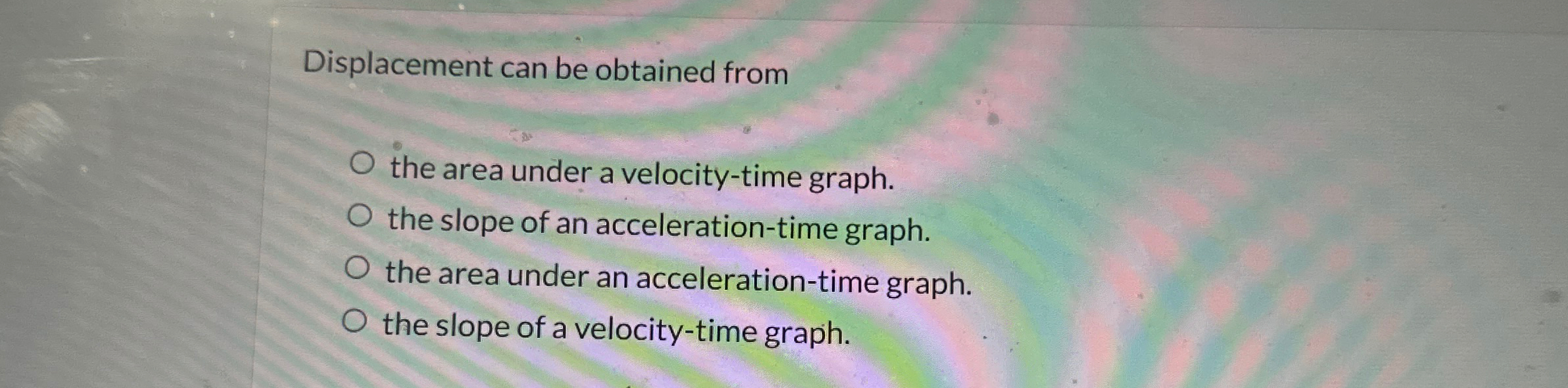 Solved Displacement can be obtained fromthe area under a | Chegg.com