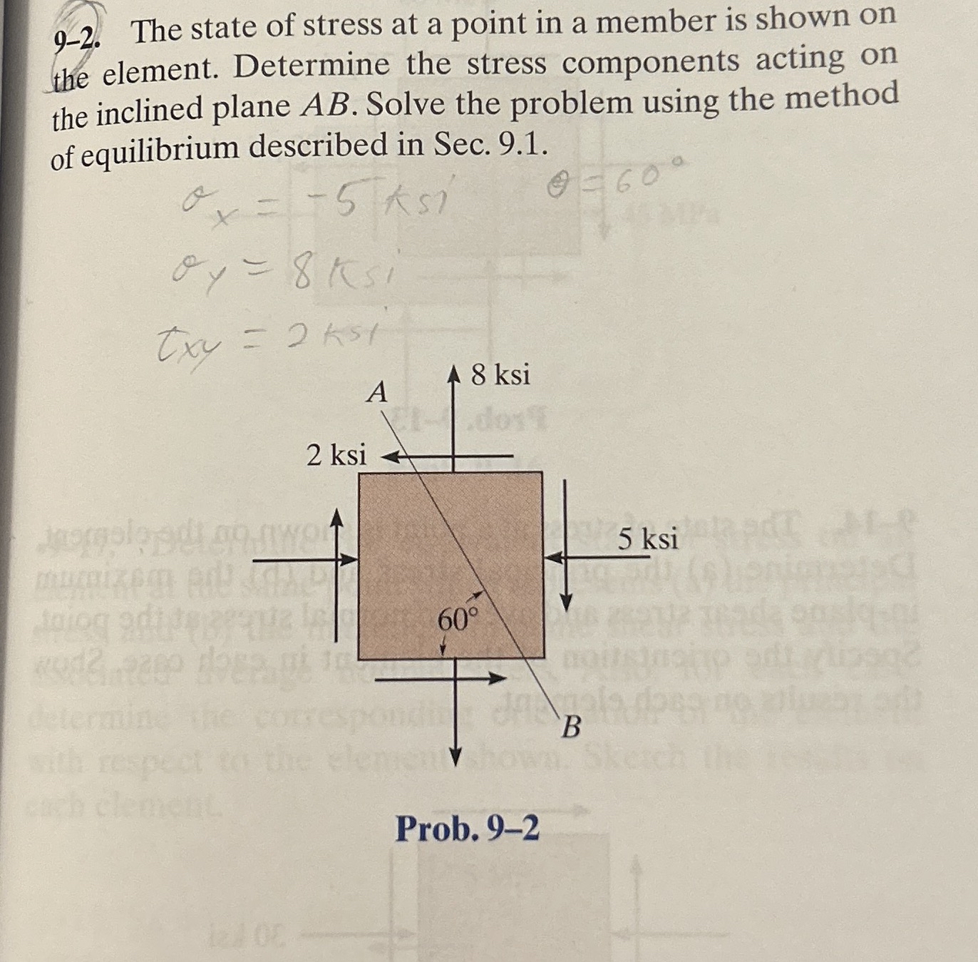 Solved 9-2. ﻿The state of stress at a point in a member is | Chegg.com