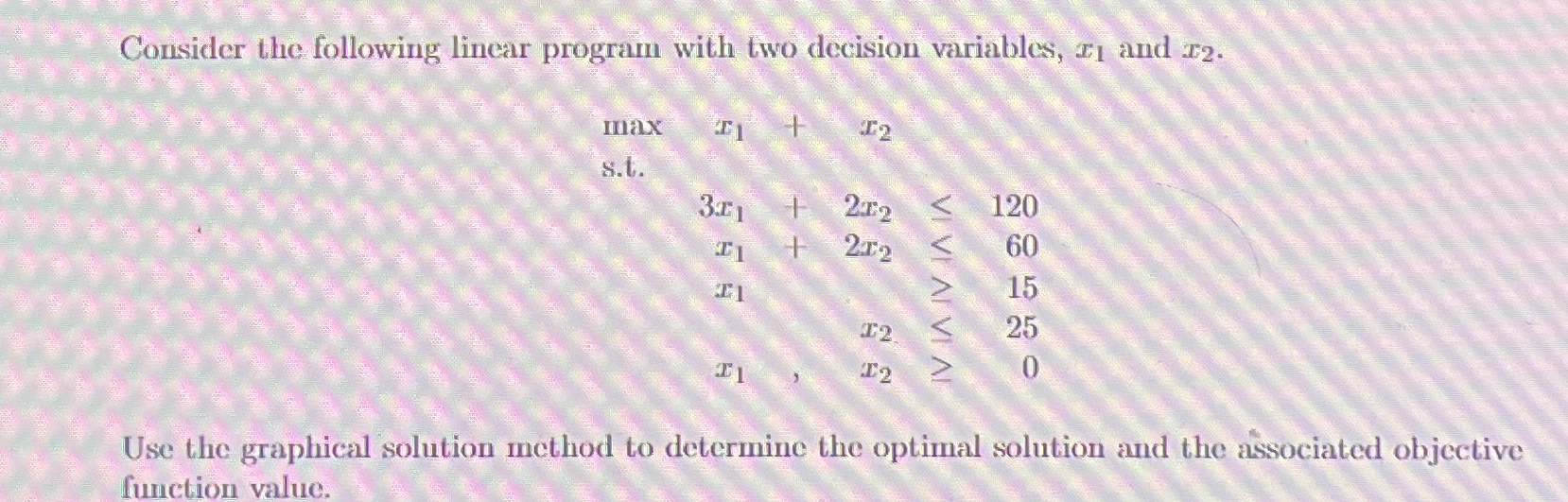 Solved Consider the following linear program with two | Chegg.com