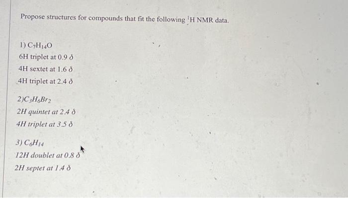 Solved Propose structures for compounds that fit the | Chegg.com