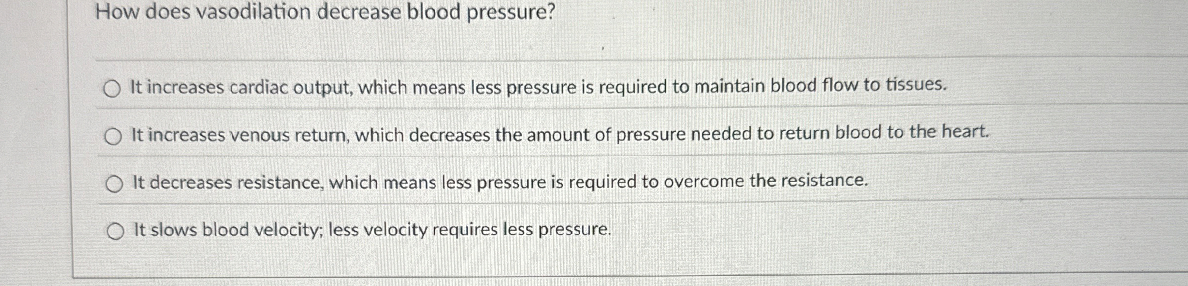 Solved How does vasodilation decrease blood pressure?It | Chegg.com