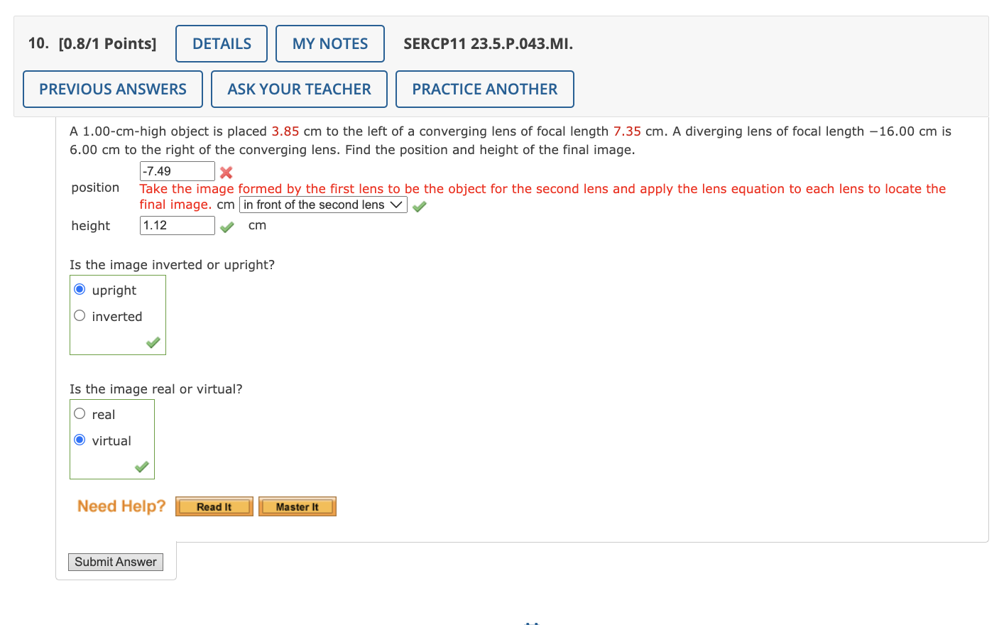Solved A 1.00-cm-high object is placed 3.85cm ﻿to the left | Chegg.com
